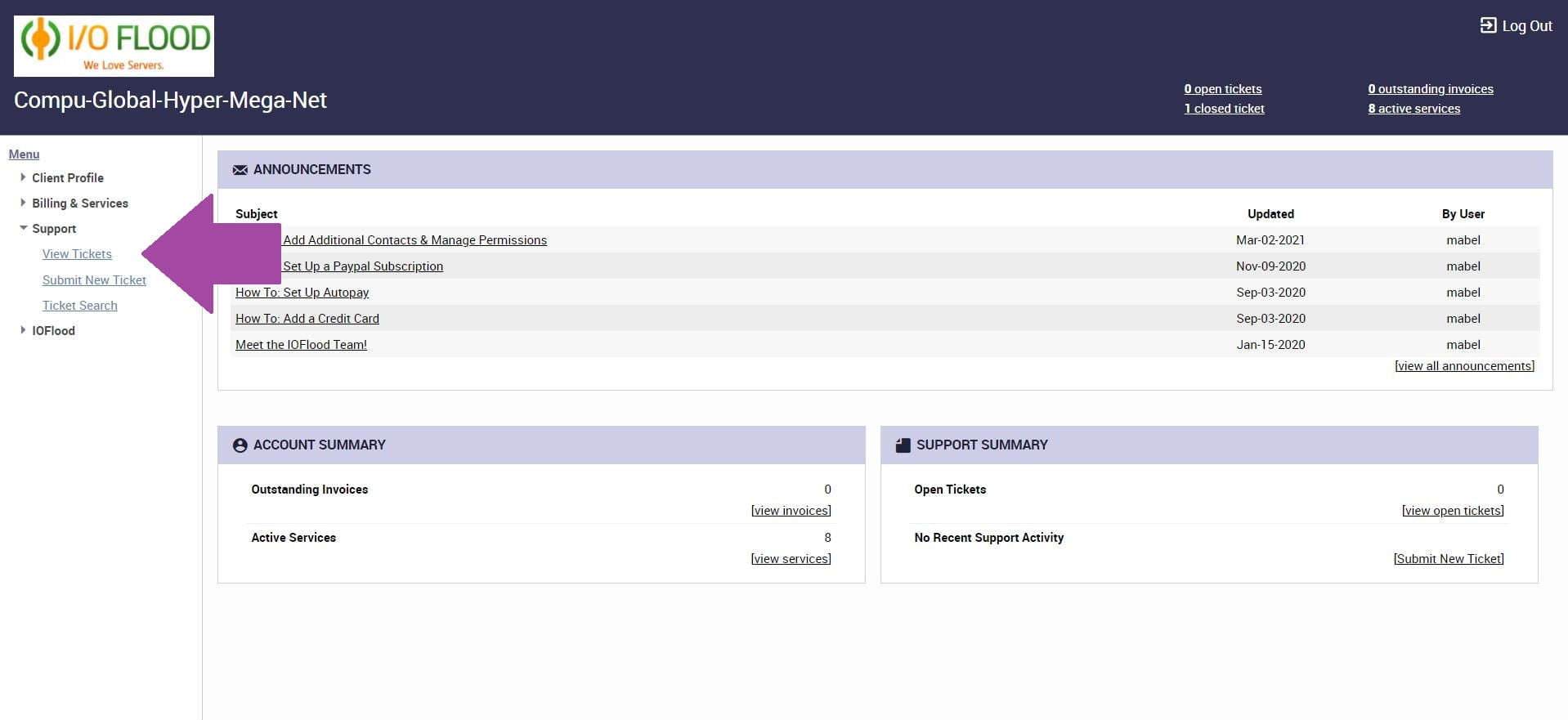 How To: Submit a ticket and assign a service item in Ubersmith